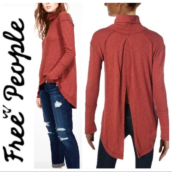 Free People | Sweaters | Nwt Free People Split Back Turtleneck Top ...